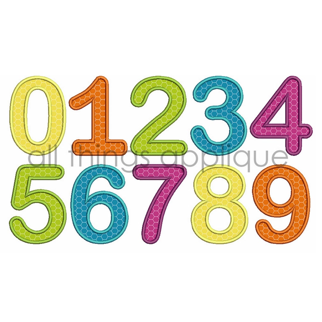 Simple Applique Numbers - Numbers 0-9 - 4 Sizes - Machine Embroidery ...