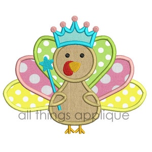 Princess Turkey Applique Design - SATIN - 3 Sizes - INSTANT DOWNLOAD - Etsy