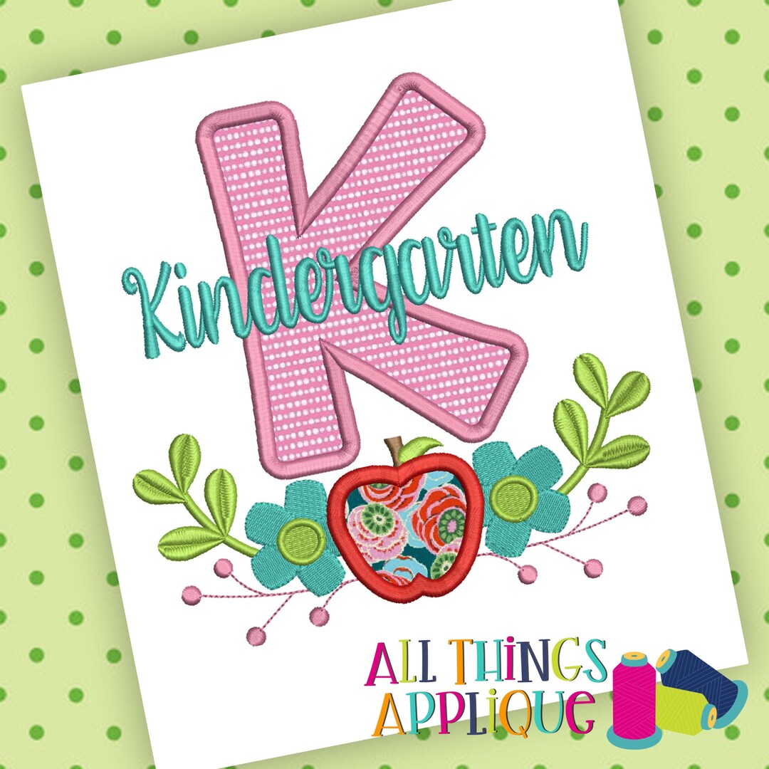 Kindergarten Applique Design for Machine Embroidery - Satin Stitch ...
