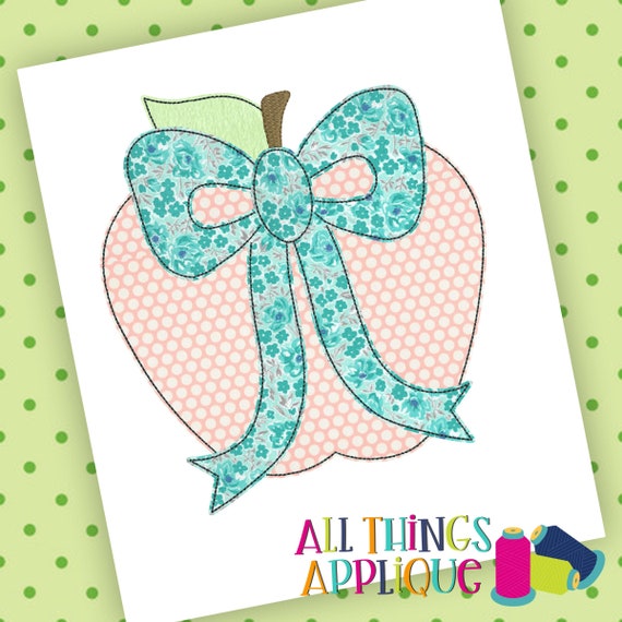 Apple With Bow Applique Design for Back to School and Apple - Etsy