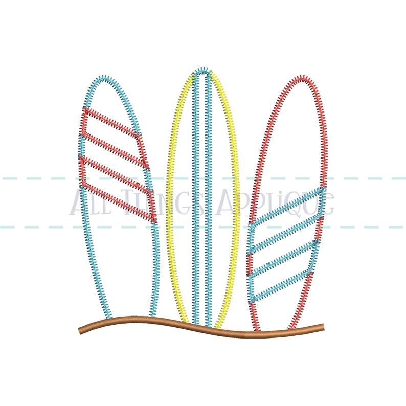 Surfboard Applique Design - Zig Zag Stitch - Summer Machine Embroidery ...