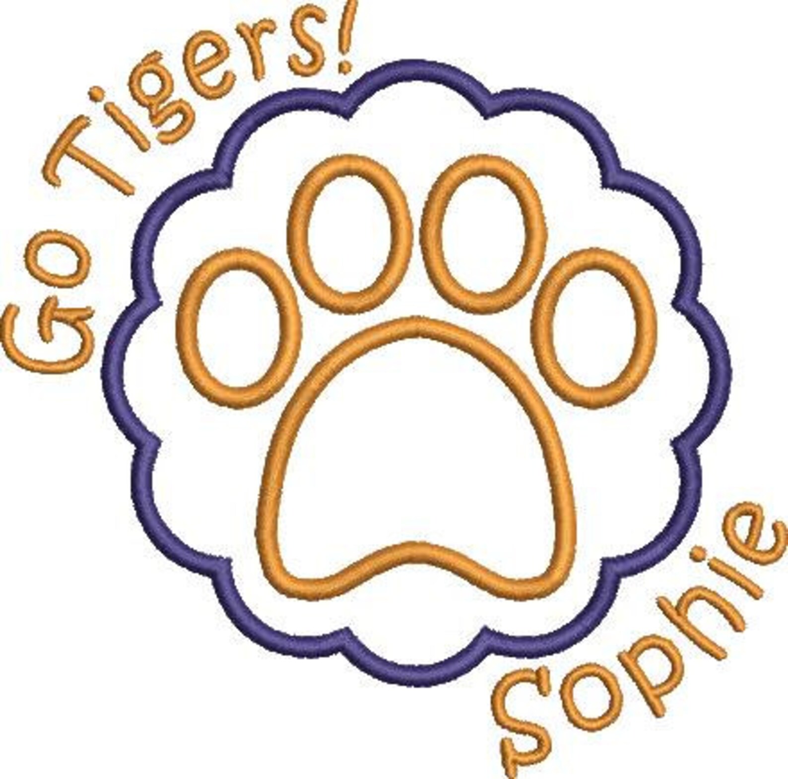 Paw Print on Scallop Patch - Machine Embroidery Applique Design - Satin ...