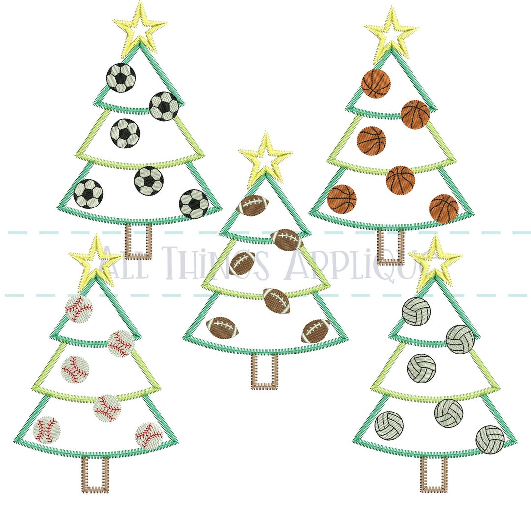 Christmas Applique Design Bundle - Sports Tree Machine Embroidery ...