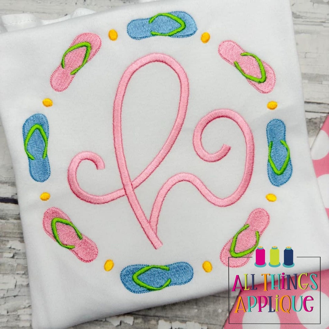 Flip Flops Summer Monogram Frame Embroidery Design for Use With ...