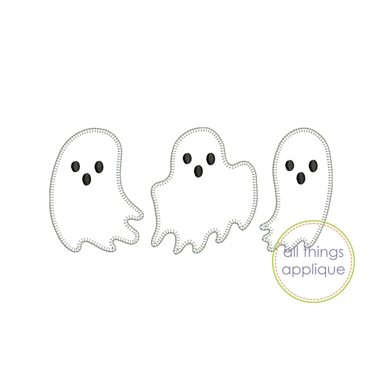 Ghost Trio Halloween Applique Design Blanket Stitch 1409 | Etsy