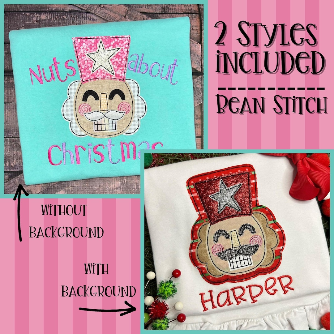 Nutcracker Face Applique Design With or Without Background Fabric Bean Stitch Machine Embroidery ...