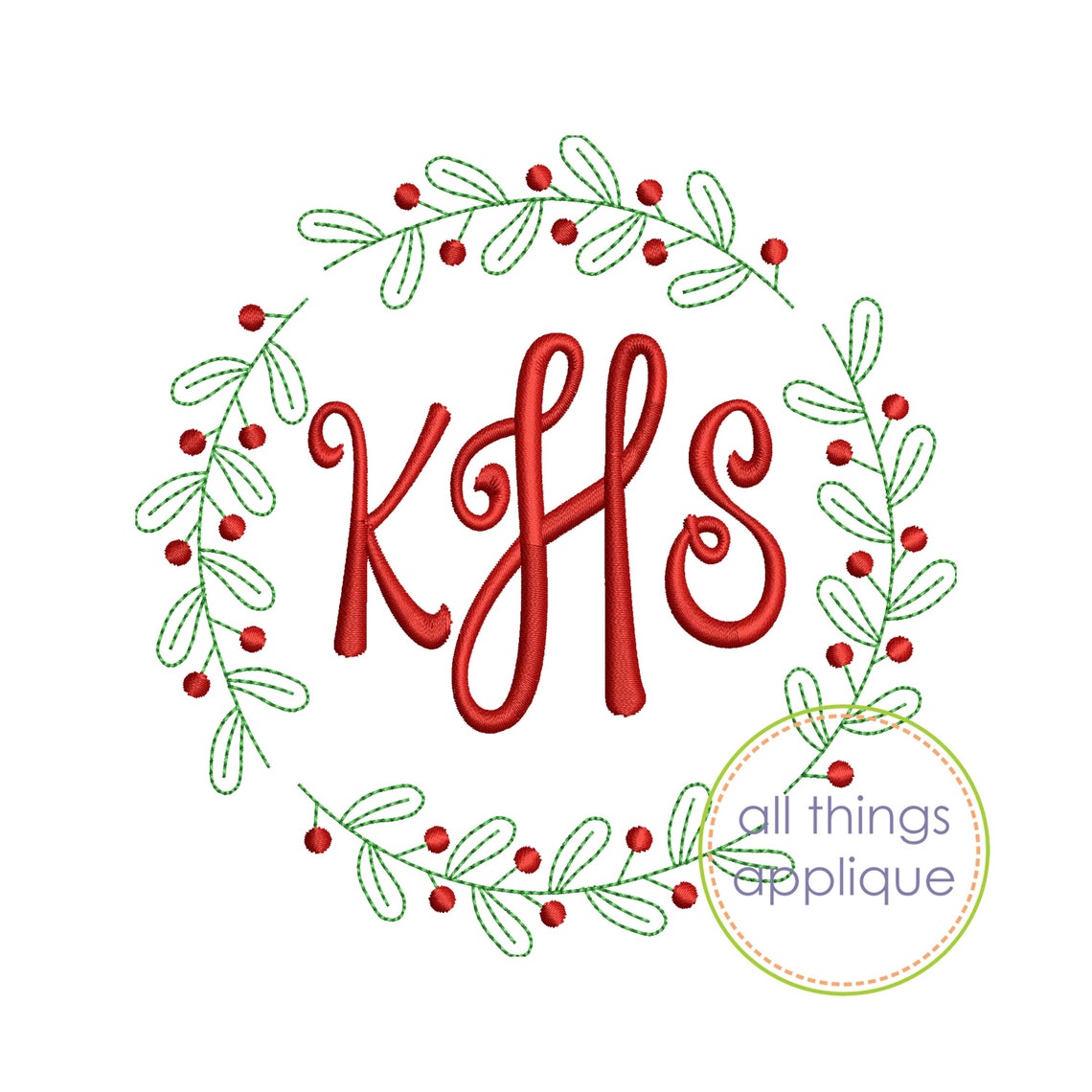 Holly Frame 2 Embroidery Design Christmas Monogram Towel - Etsy