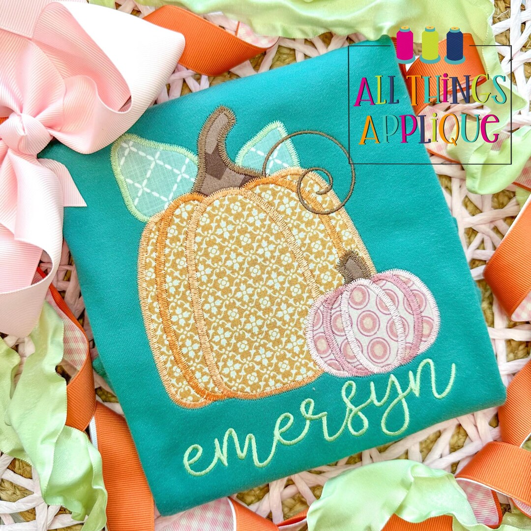Halloween and Thanksgiving Fall Applique Design - Double Pumpkin Zig ...