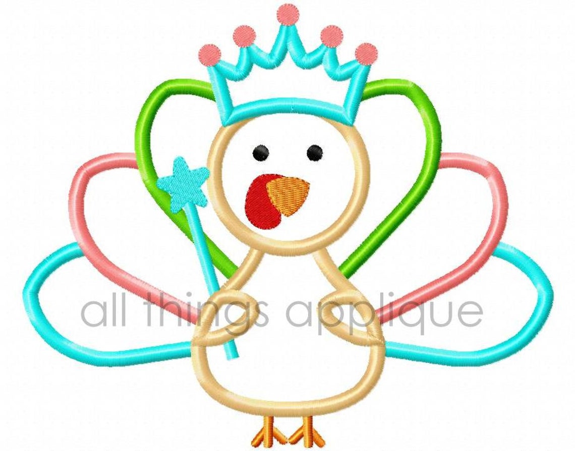 Princess Turkey Applique Design - SATIN - 3 Sizes - INSTANT DOWNLOAD - Etsy