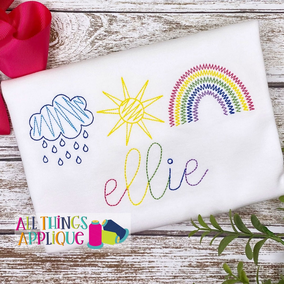 Rain Sun Rainbow Trio Embroidery Design for Machine Embroidery - Quick ...