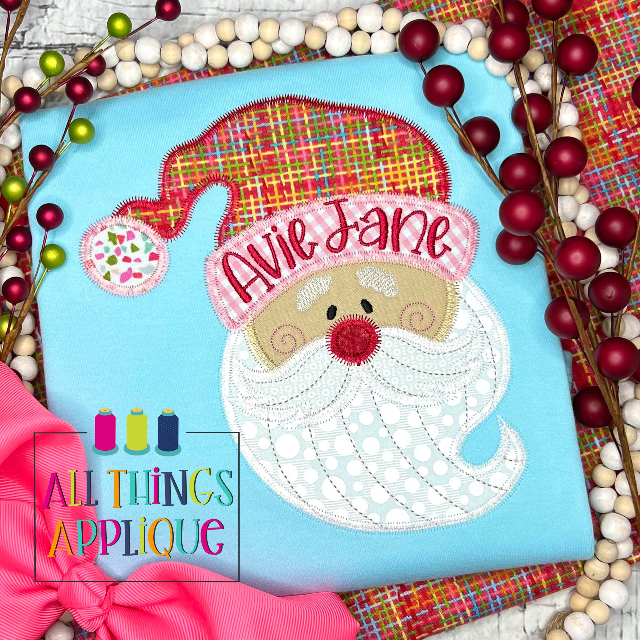 Santa Applique Design for Machine Embroidery in Zig Zag Stitch - Etsy