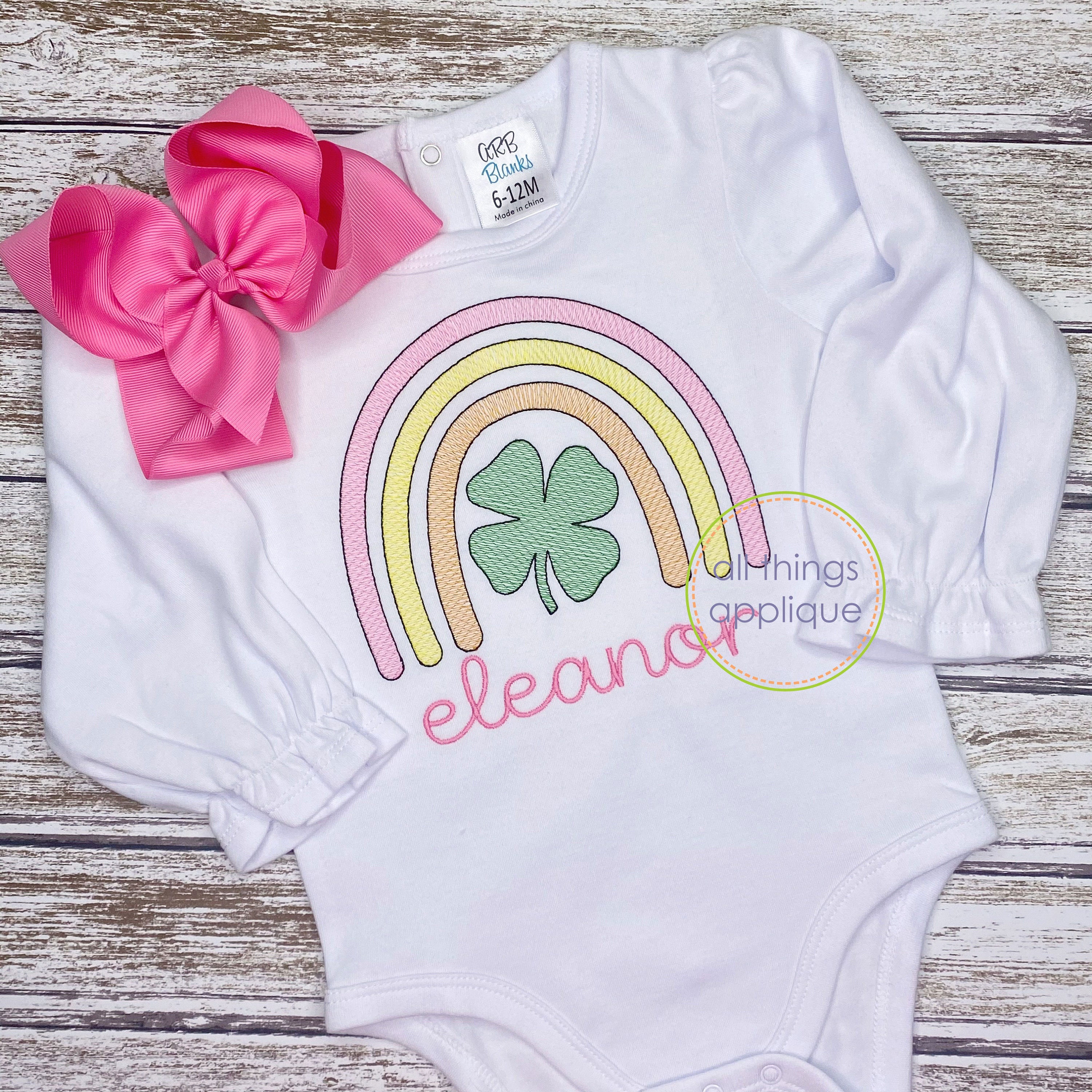 St. Patrick's Day Rainbow Clover Shamrock Sketch Stitch | Etsy