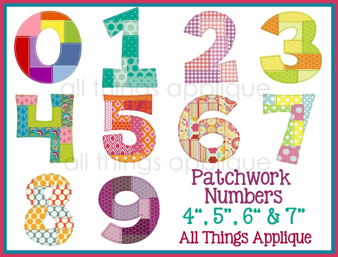Patchwork Number Set Applique Design - Numbers 0-9 - Bean Stitch - #982 ...