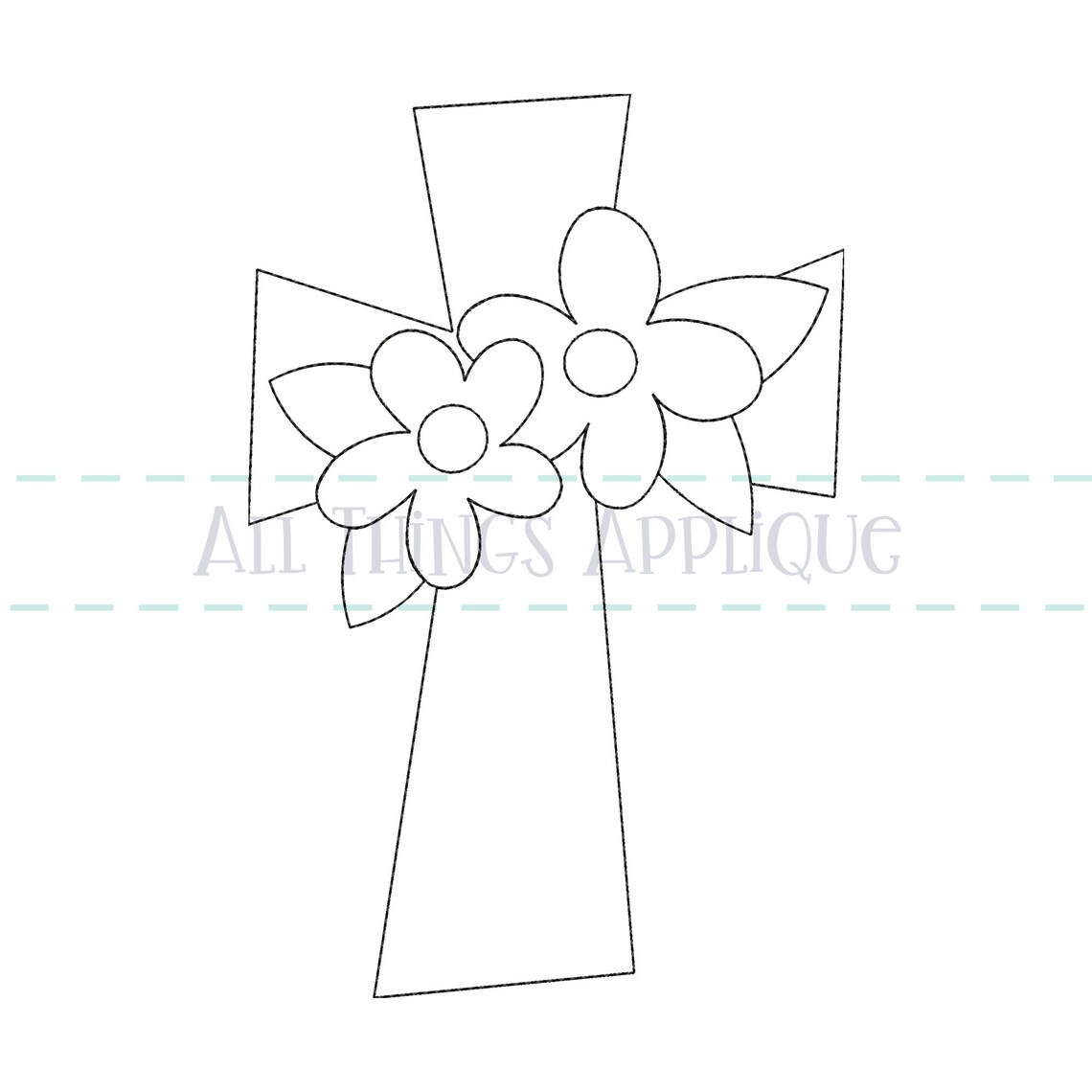 Cross With Flowers Applique Design Religious Easter Cross - Etsy