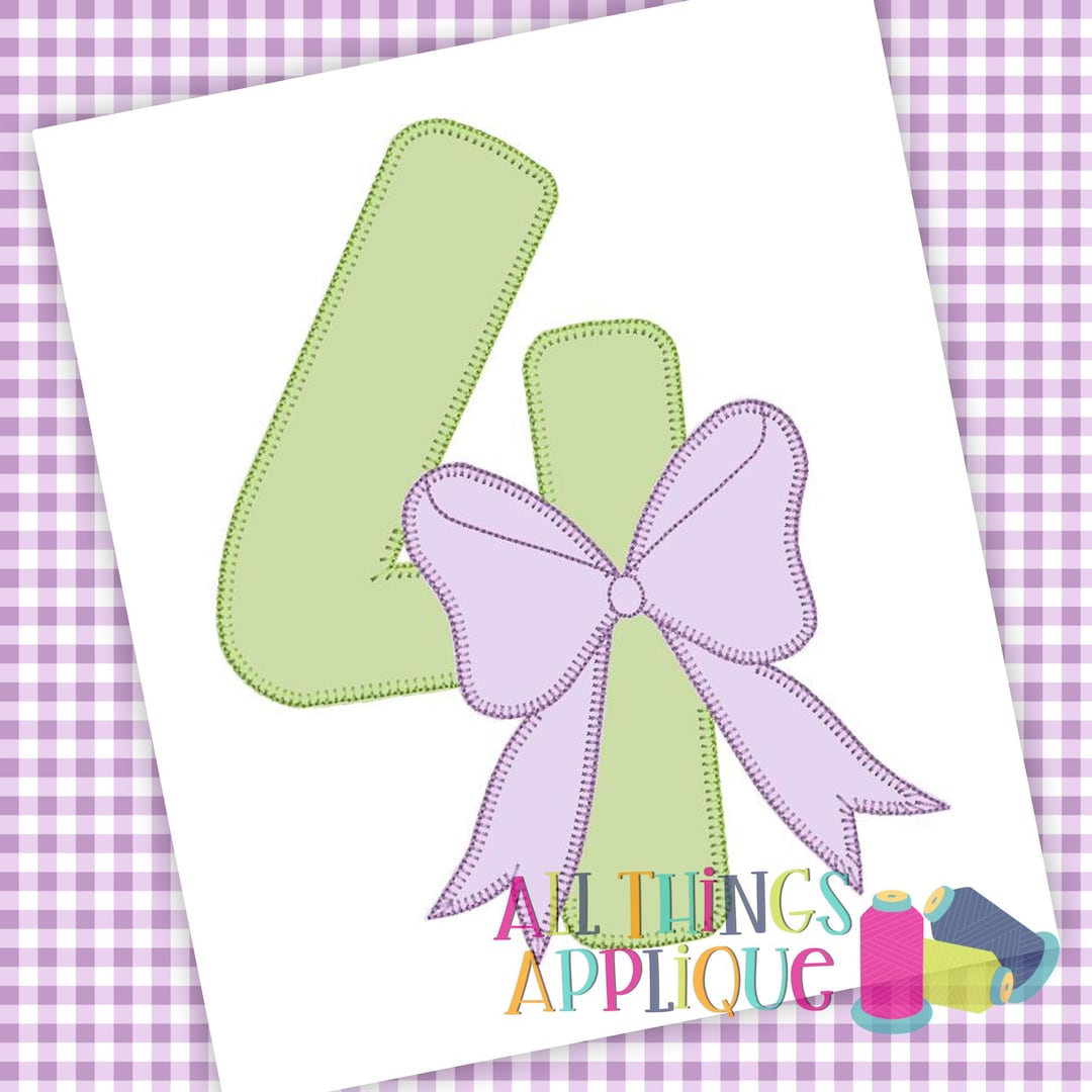 Birthday Number Applique Design for Machine Embroidery - Number 4 Four ...