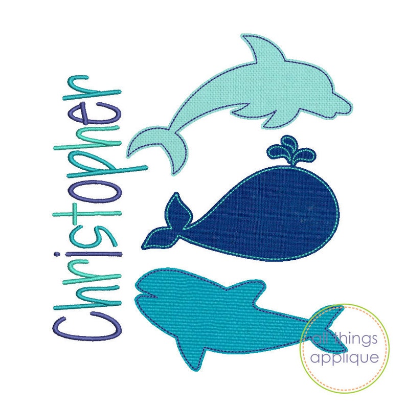 Dolphin Whale Orca Trio Applique - BEAN Stitch (#1142) - Summer Beach ...