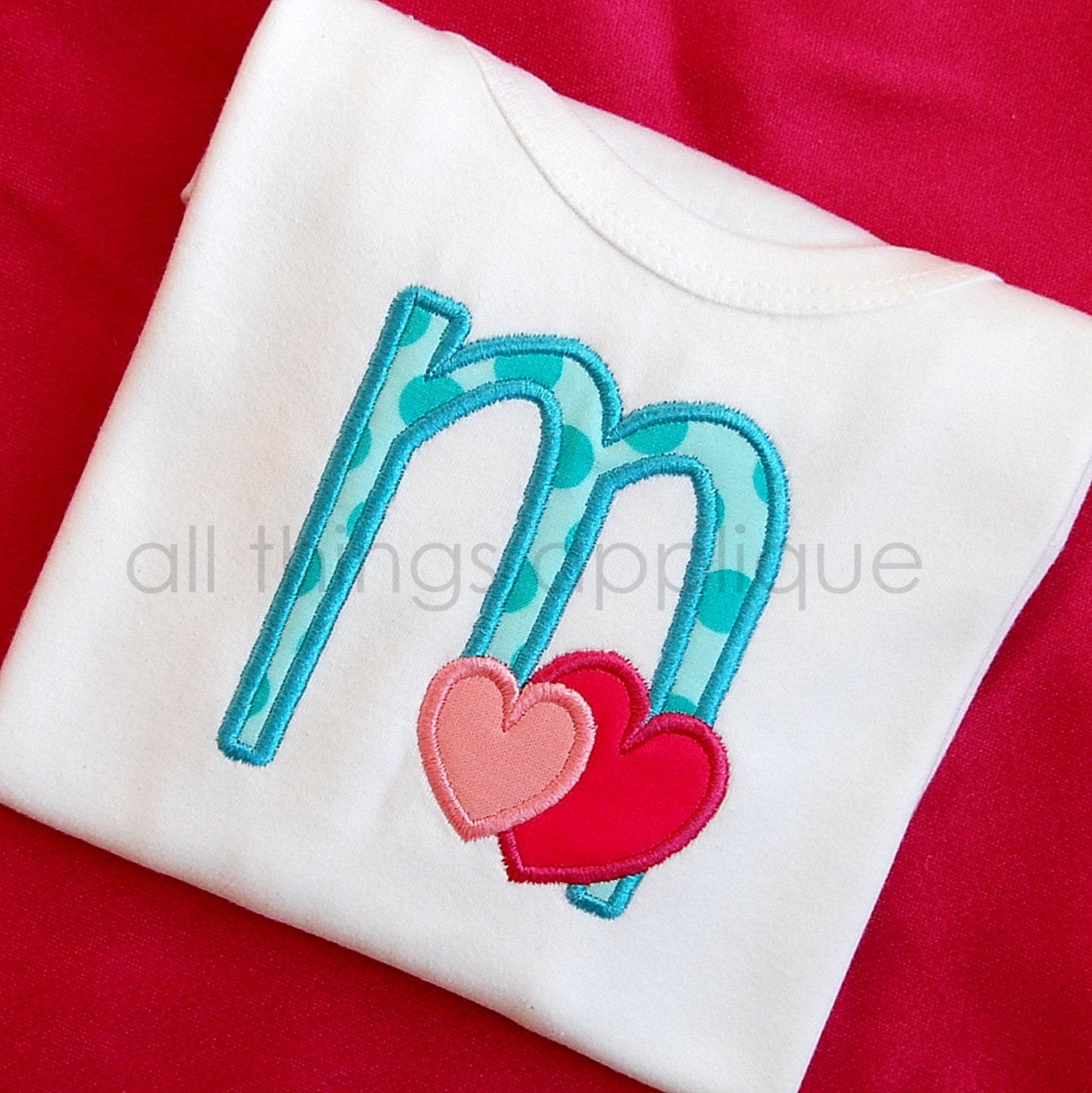 Double Heart Applique Alphabet - 26 Letters - 3 Sizes - Valentine ...