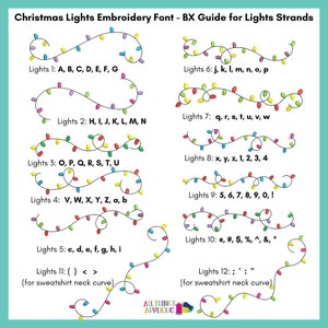 Christmas Lights Embroidery Font - Unicase Uppercase and Lowercase Font ...