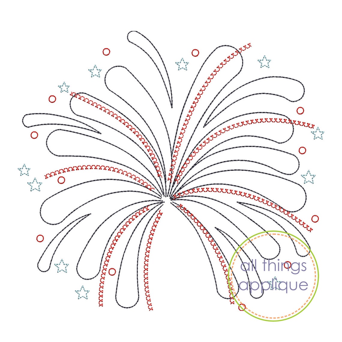 Firework Quick Stitch Embroidery Design 4th of July Machine - Etsy