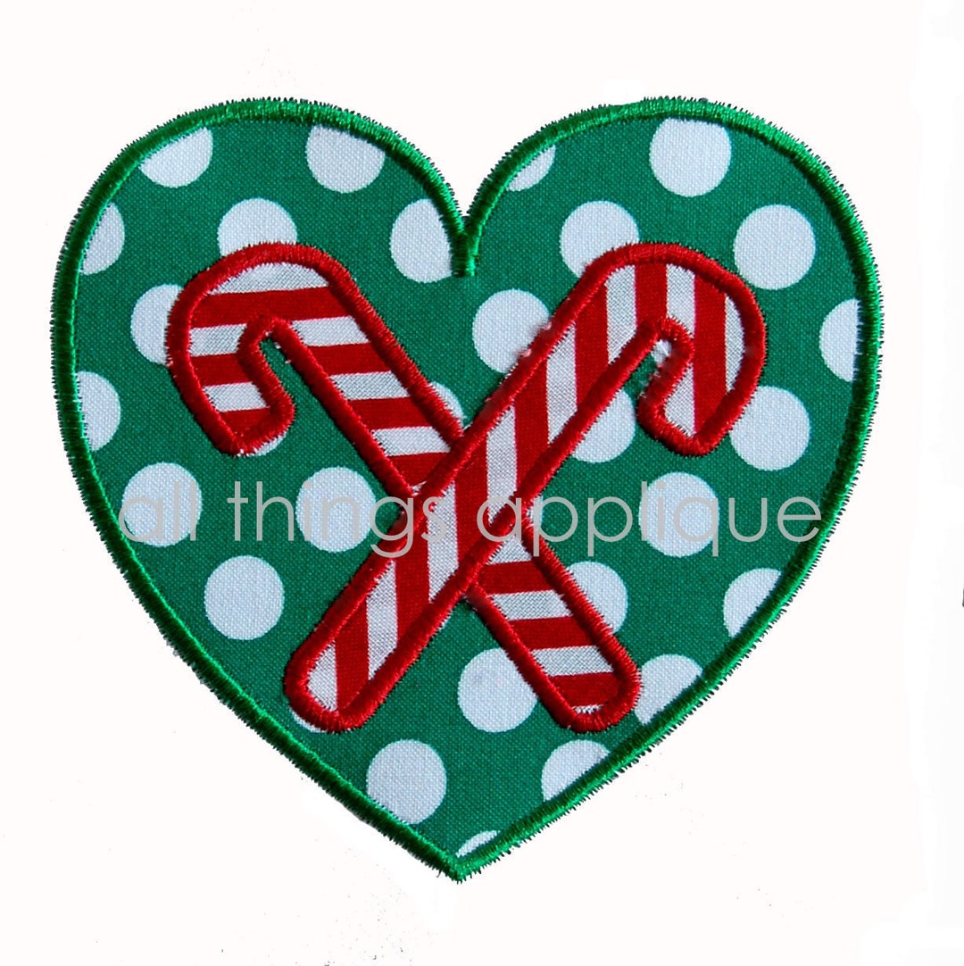Candy Cane Heart Christmas Applique Designs 3 Sizes INSTANT DOWNLOAD - Etsy