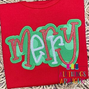 Merry Handlettered Applique Design - Christmas Zig Zag Applique and ...