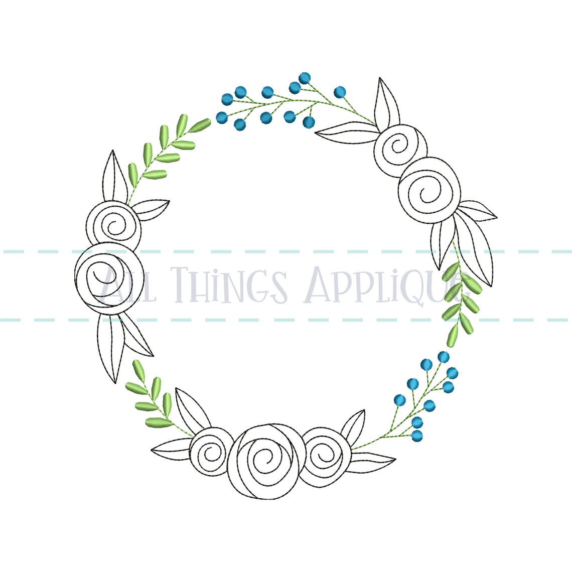 Monogram Font and Flower Frame Embroidery Design All Things - Etsy