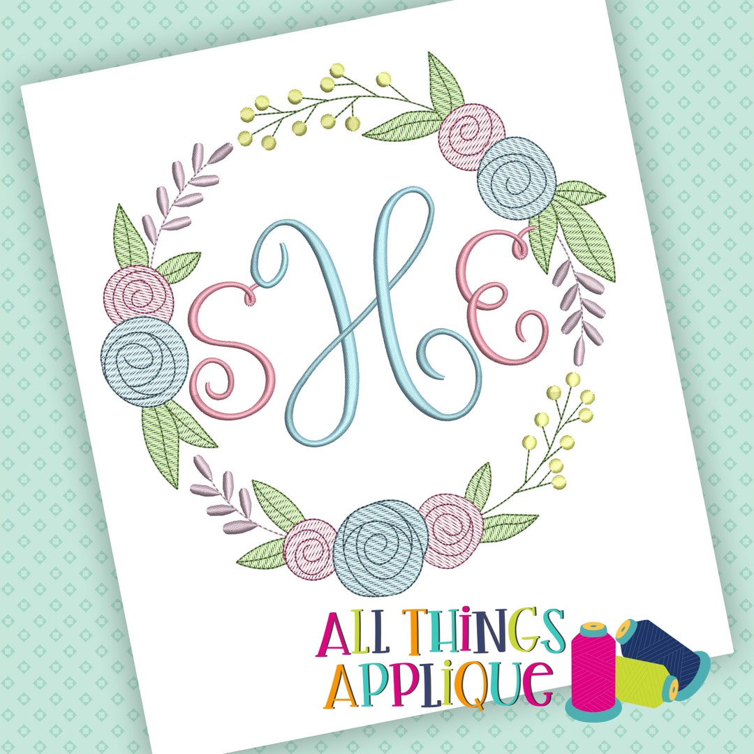 Monogram Flower Frame Embroidery Design - All Things Applique ...