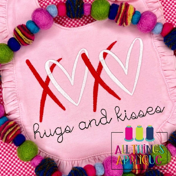 Hugs And Kisses Machine Embroidery Design Etsy