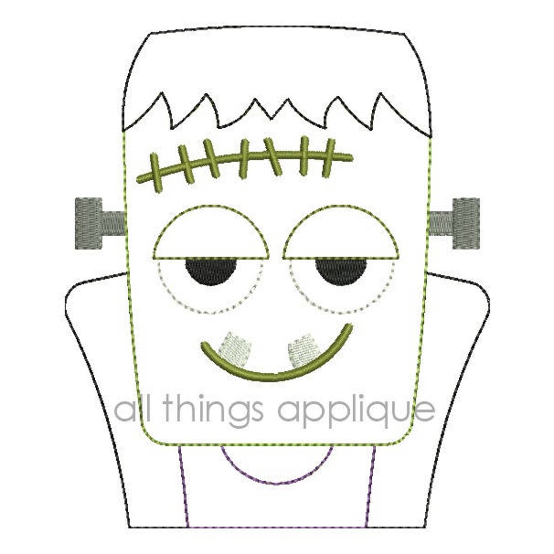Frankenstein Bean Stitch Applique Design 987 Halloween - Etsy