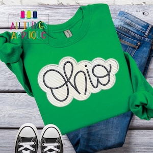 Ohio Hand Lettered Machine Embroidery Applique Design - Double Stack ...