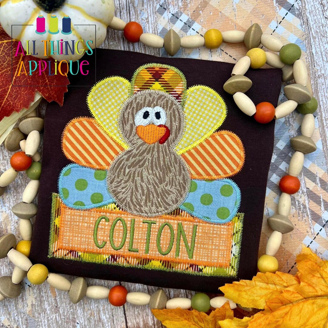 Boy Turkey Zig Zag Stitch Machine Embroidery Applique Design for ...