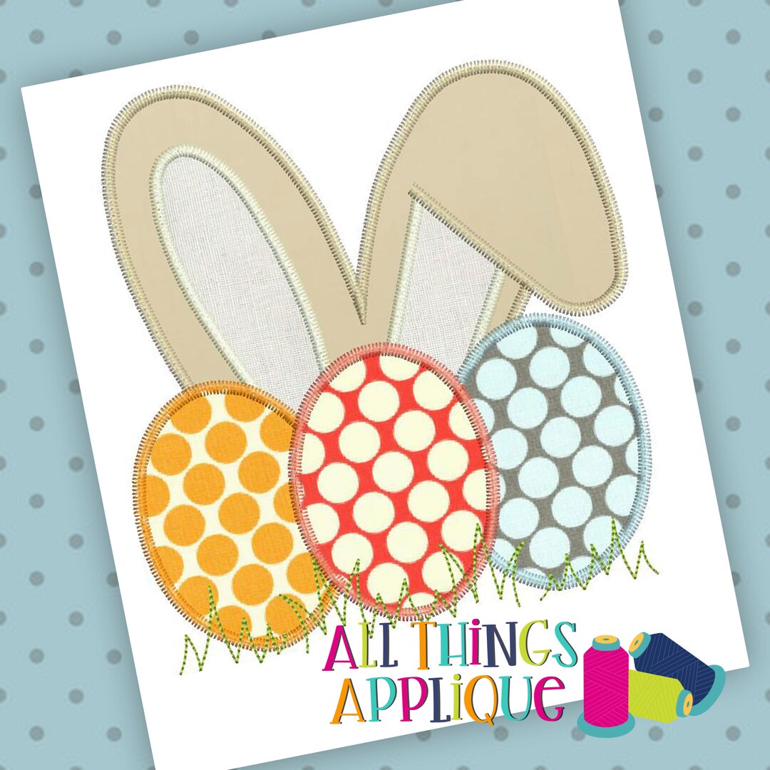 Easter Bunny Applique Design With Easter Eggs - Zig Zag Stitch Easter ...