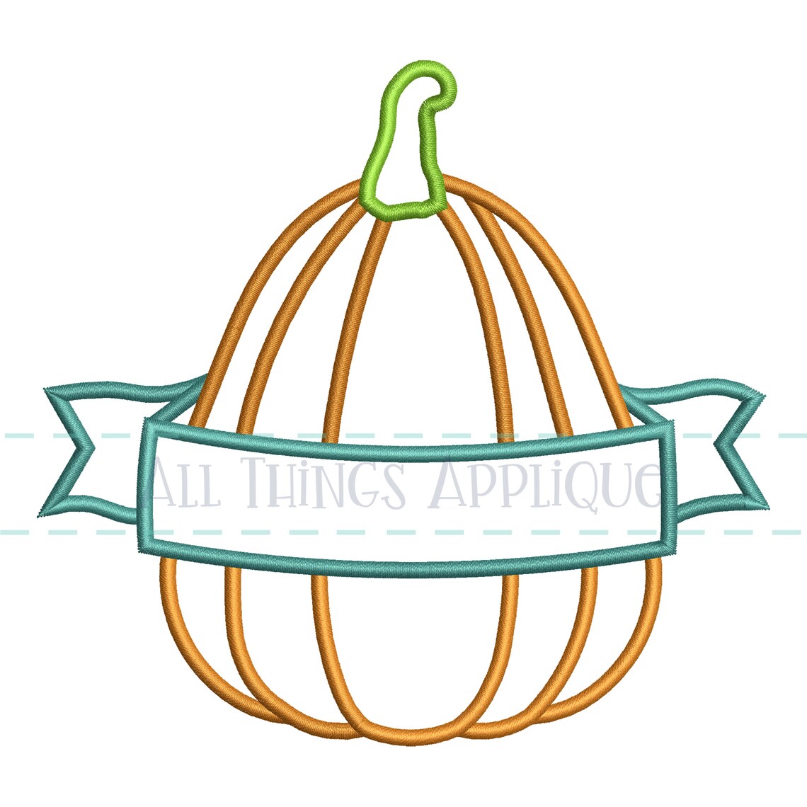 Pumpkin With Ribbon Sash Applique Design Fall Pumpkin - Etsy