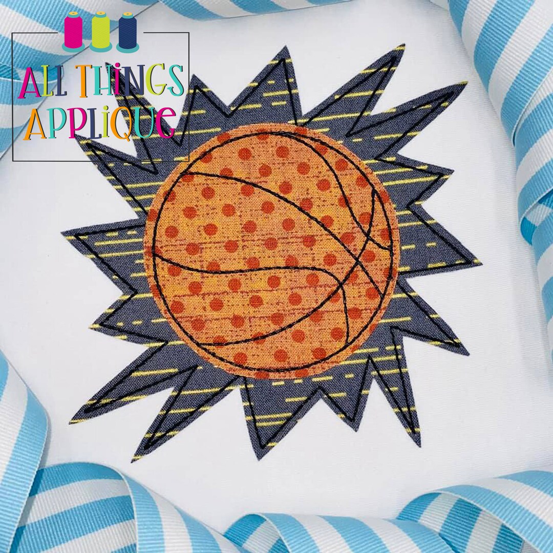 Basketball Machine Embroidery Applique Design - Basketball Bursting ...