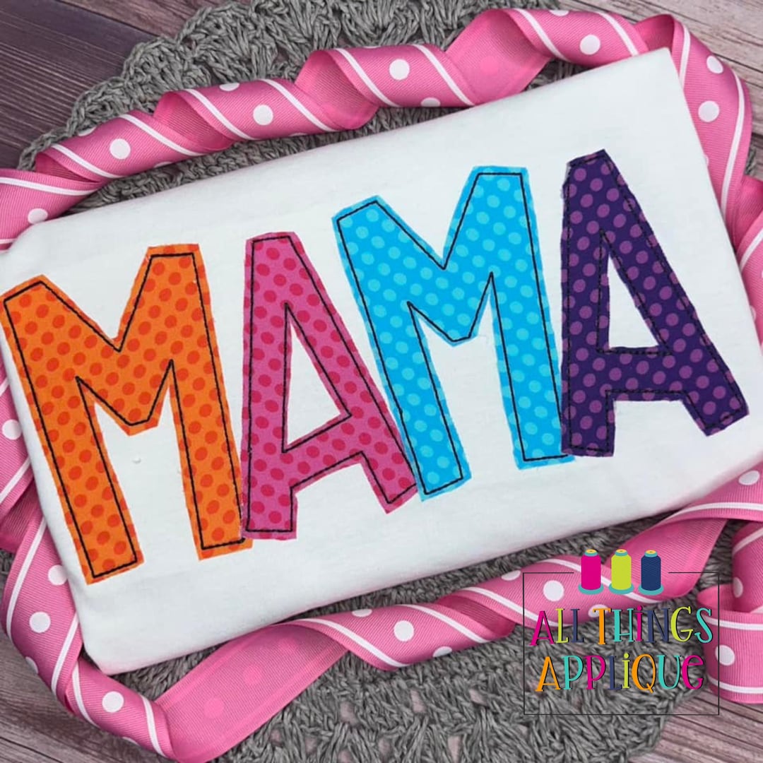 MAMA Bean Stitch Applique Design for Machine Embroidery Grandmother ...