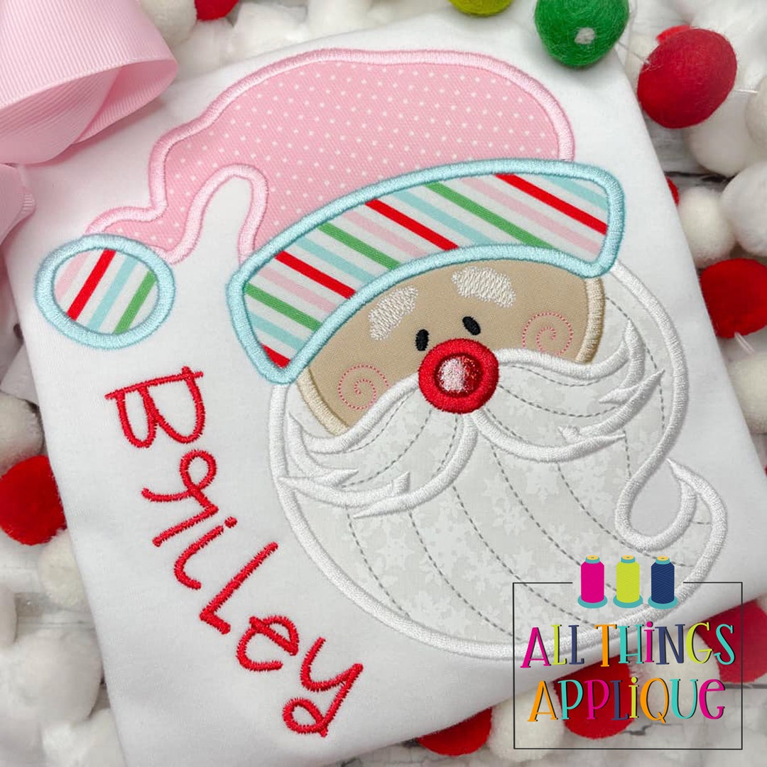 Santa Applique Design for Machine Embroidery in Satin Stitch | Instant ...