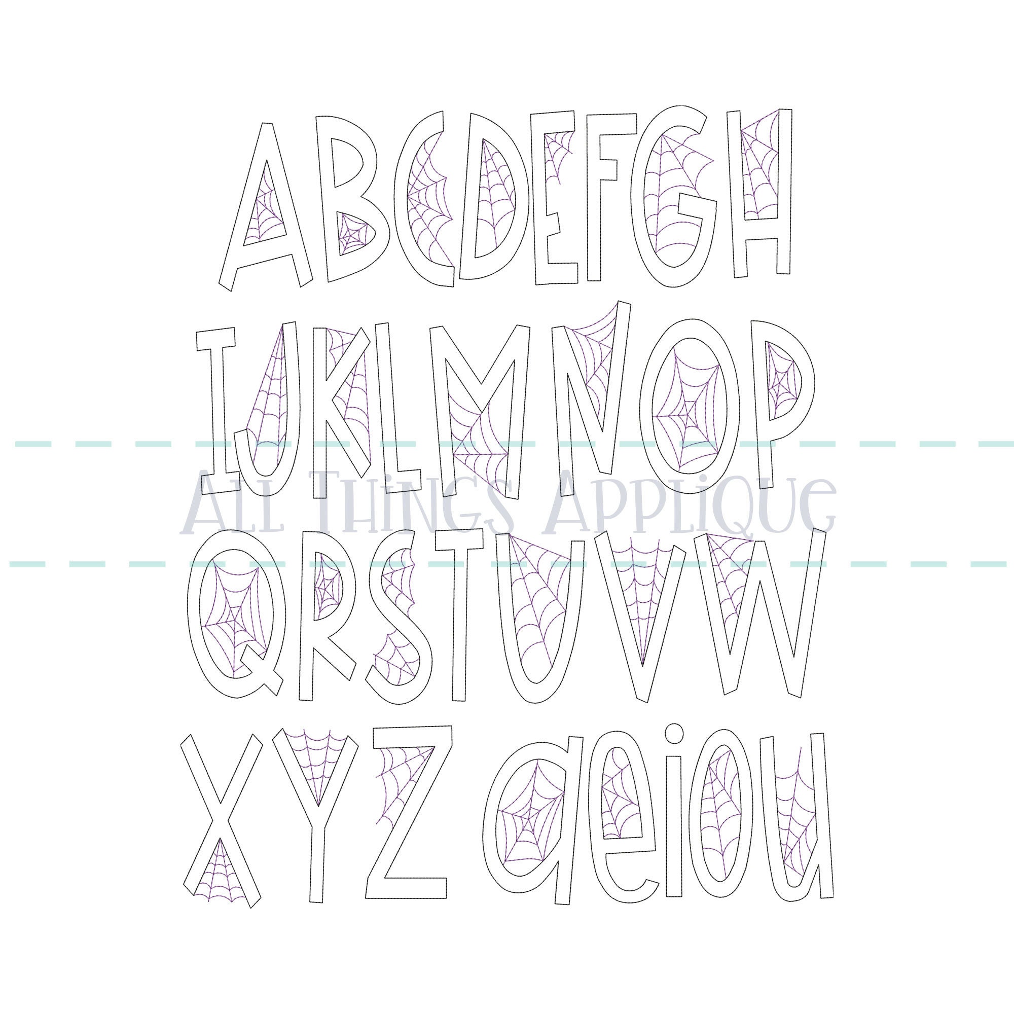 Spider Web Applique Alphabet - 26 Uppercase Letters and 5 Lowercase ...