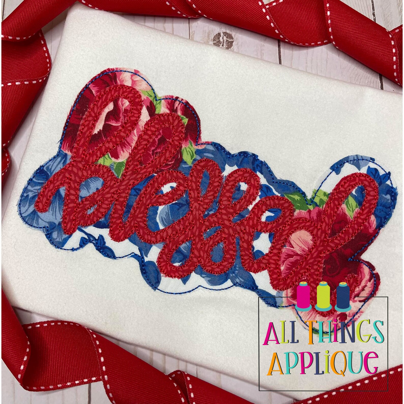 Blessed Hand Lettered Cursive Applique Design - Double Layer Stacked ...