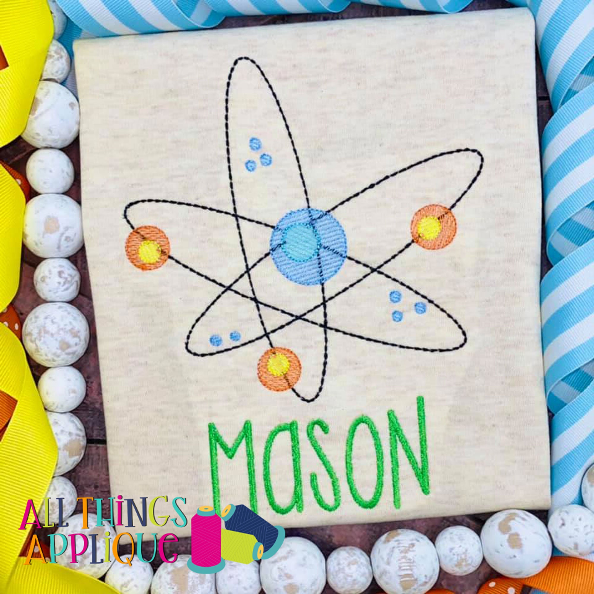 Science Atom Machine Embroidery Design by All Things Applique | Etsy