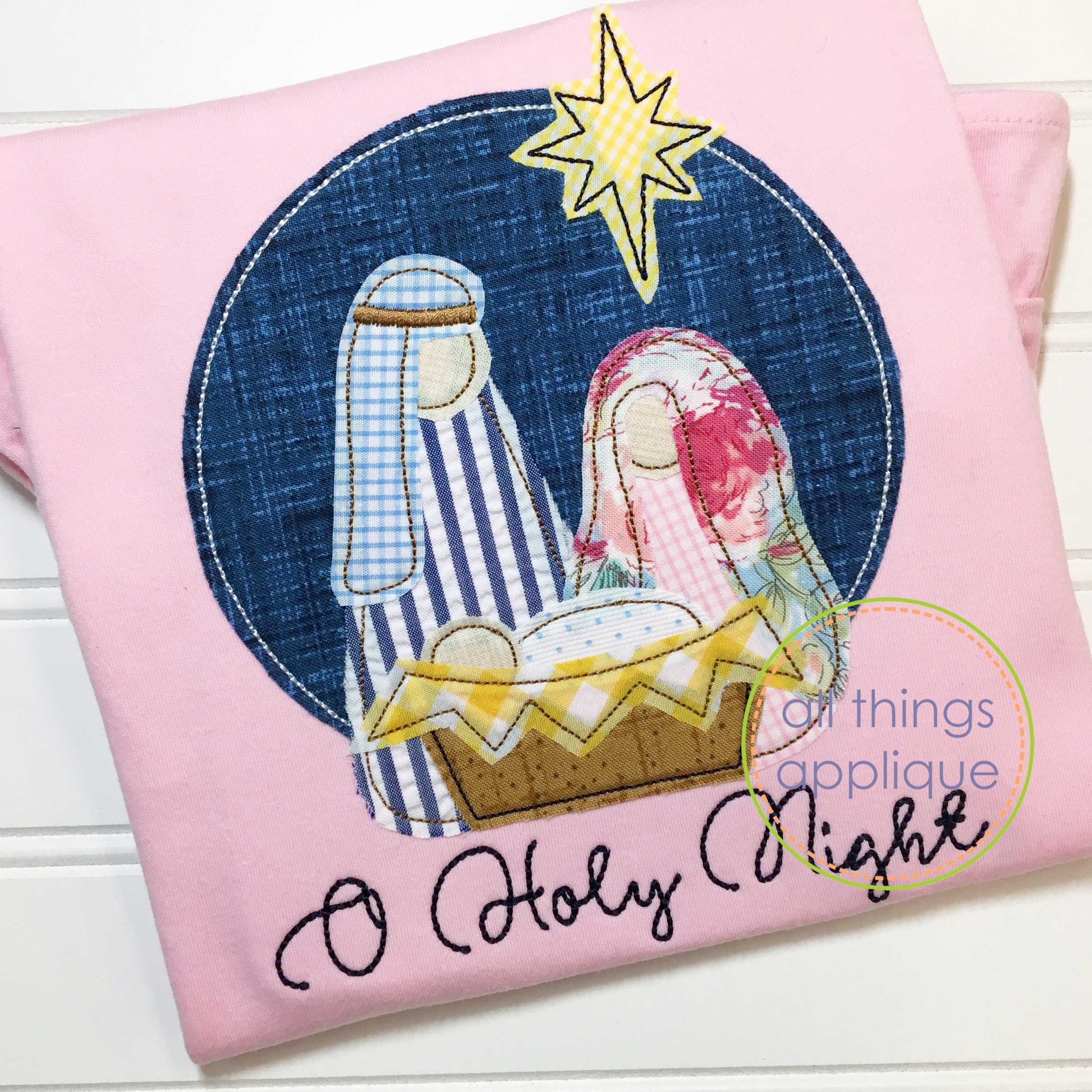 Christmas Nativity Scene Applique Design - Mary, Joseph, Baby Jesus ...