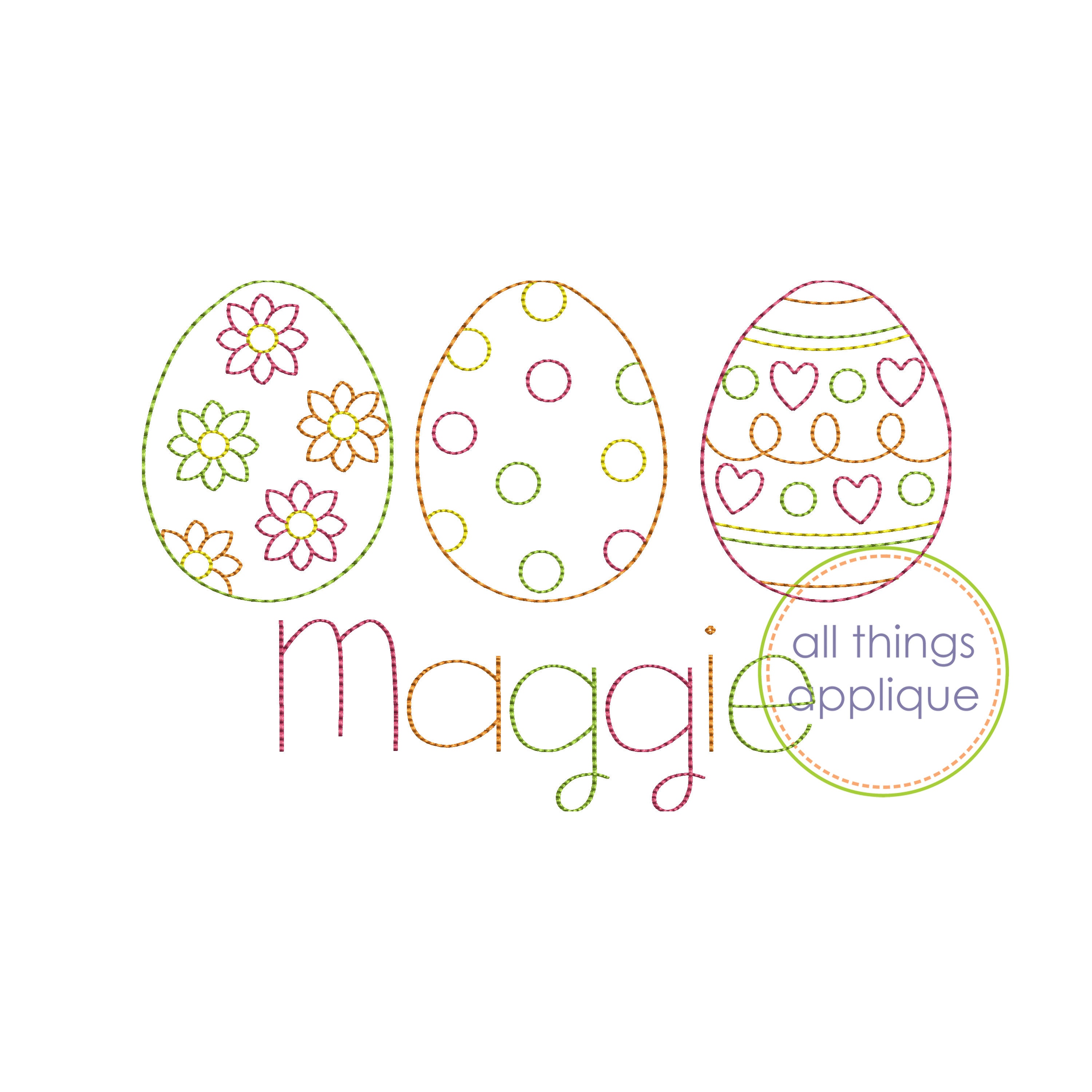 Easter Embroidery Design Easter Egg Trio Quick Stitch | Etsy