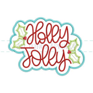 Holly Jolly Hand Lettered Cursive Applique Design - All Things Applique ...