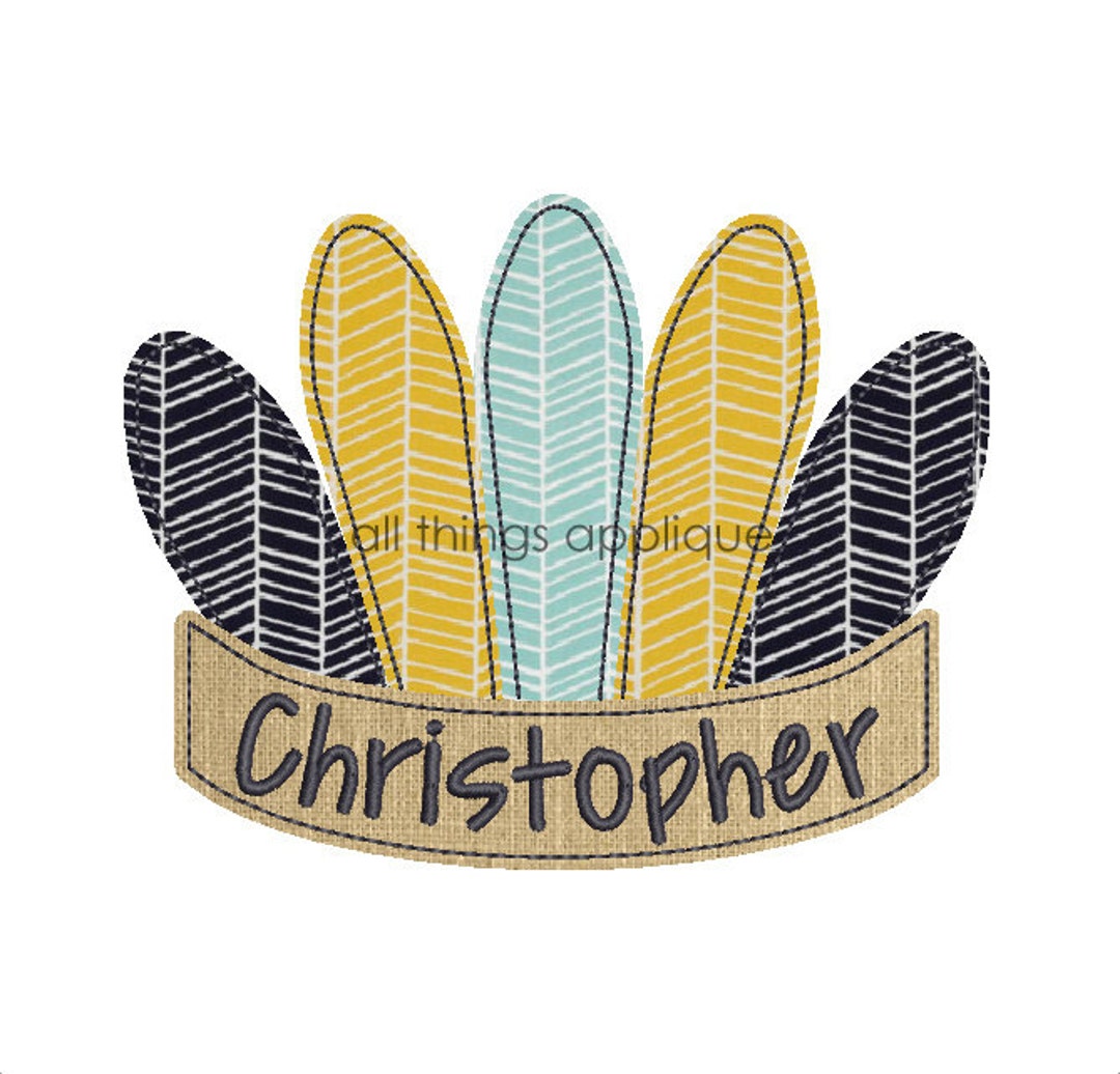 Feather Headband Applique Design BEAN raggy 4 Sizes INSTANT DOWNLOAD - Etsy