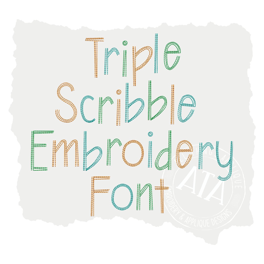 Triple Scribble Embroidery Font Bean Vintage Stitch for Machine ...