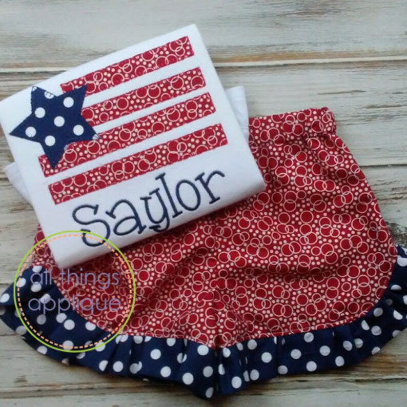 4th of July Funky Flag Set Applique Design 4 Stitch Styles - Etsy