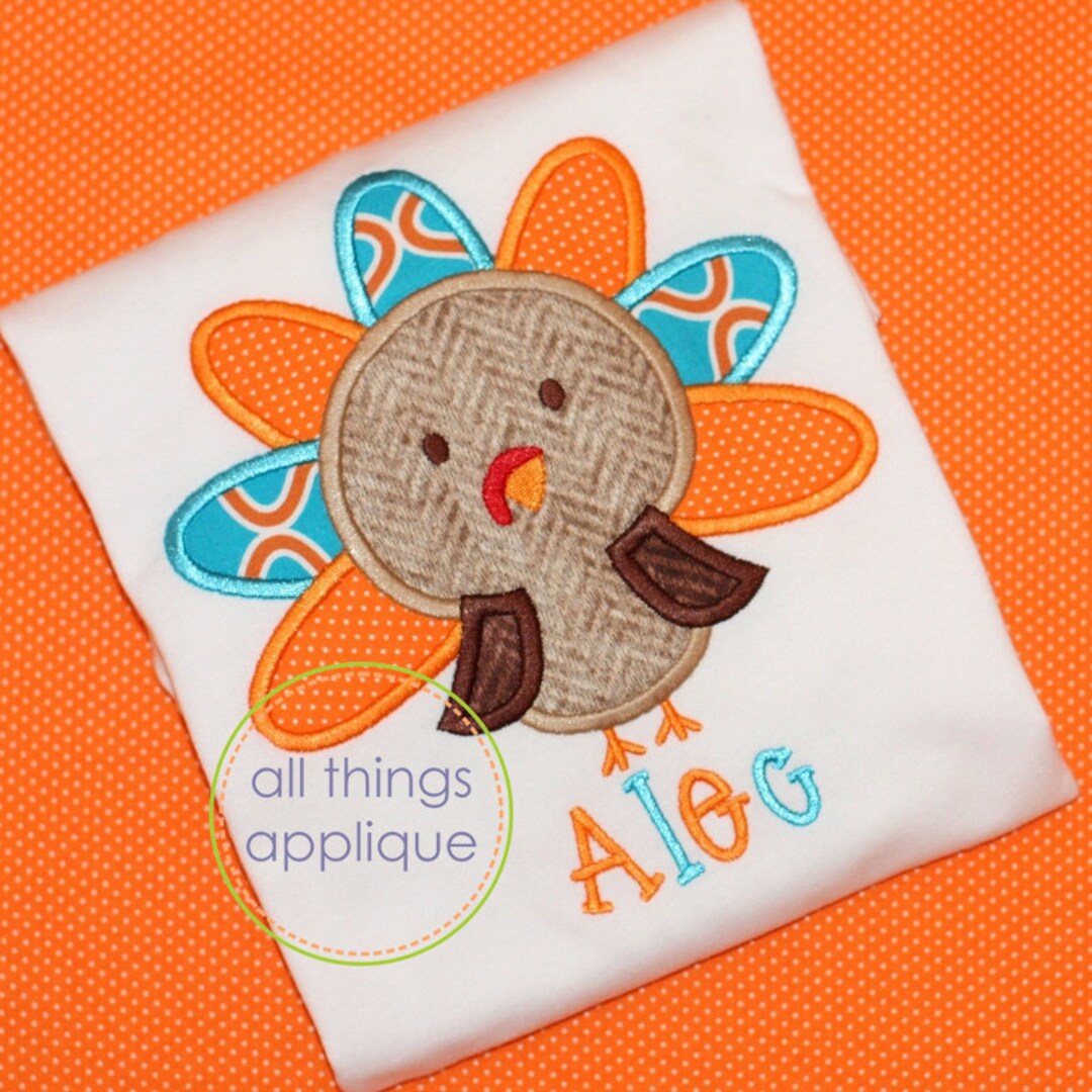 Patchwork Turkey Applique Design - Boy - Satin Stitch (#857 ...