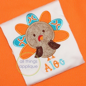 Patchwork Turkey Applique Design - Boy - Satin Stitch (#857) - Thanksgiving Applique - 4 Sizes ...