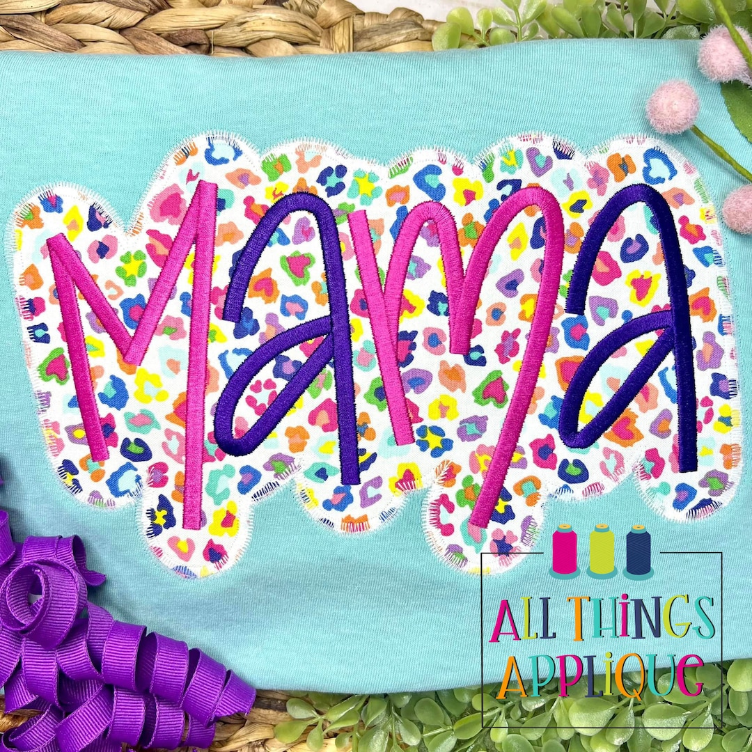Mama Hand Lettered Zig Zag Stitch Double Applique Design for Machine ...