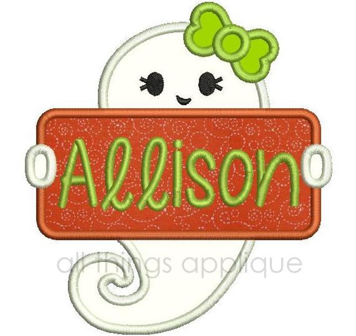 Ghost Name Patch girl Applique Design 3 Sizes INSTANT - Etsy