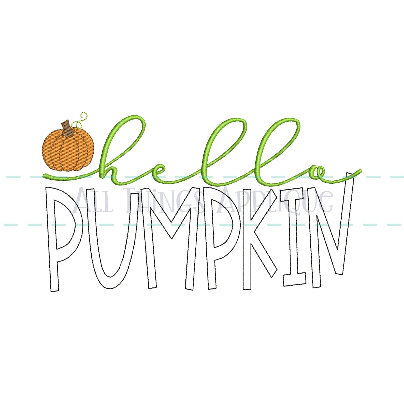 Hello Pumpkin Machine Embroidery Applique Design for Fall, Pumpkin ...